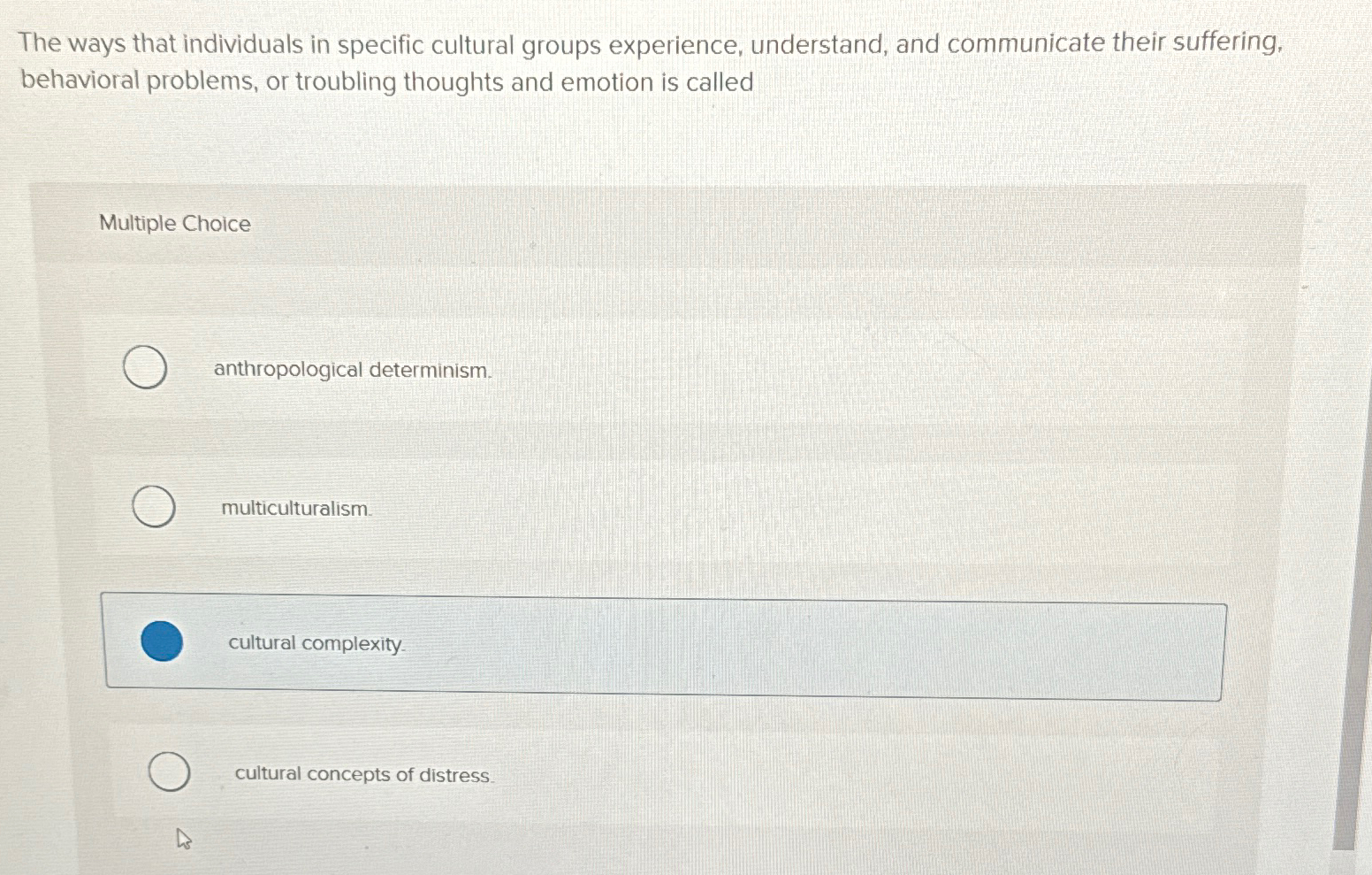 Solved The ways that individuals in specific cultural groups | Chegg.com