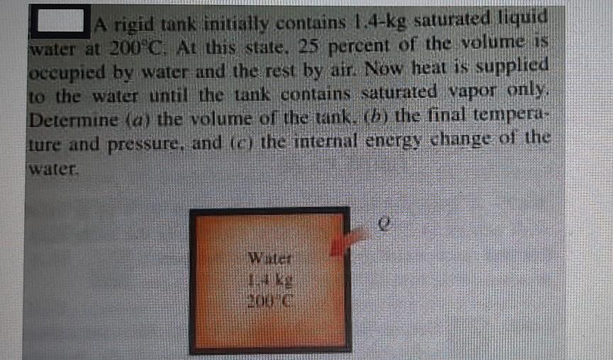 Solved A rigid tank initially contains 1.4-kg saturated | Chegg.com