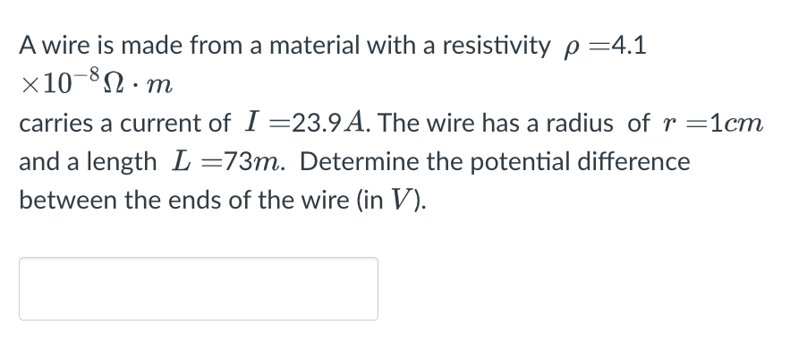 Solved A wire is ﻿made from a material with a resistivity | Chegg.com