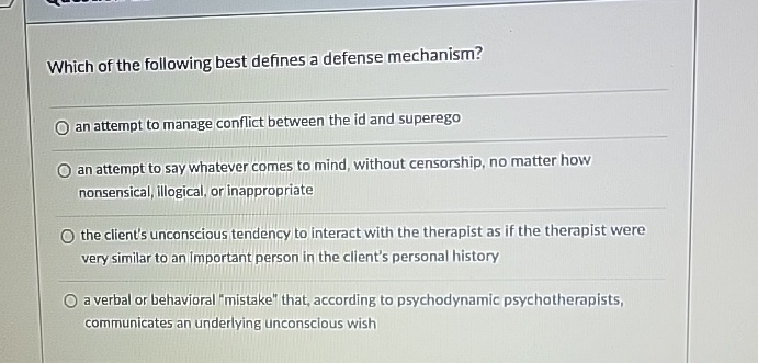 Solved Which of the following best defines a defense | Chegg.com