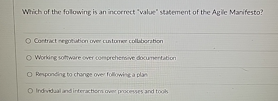 Solved Which of the following is an incorrect "value" | Chegg.com