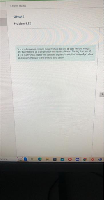 Solved You ate designing a rotating instar Fyohed that will | Chegg.com