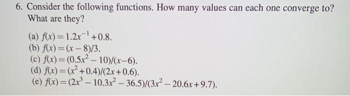 Solved 6. Consider the following functions. How many values | Chegg.com
