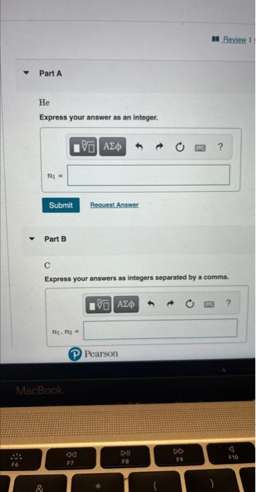 Solved He Express your answer as an integer. n1= Part B C | Chegg.com