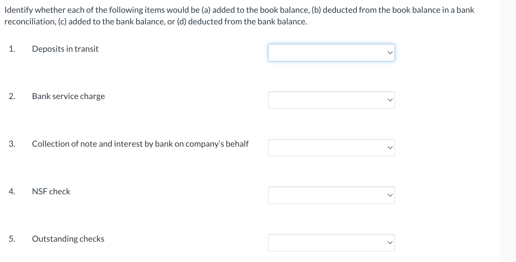 Solved Identify whether each of the following items would be | Chegg.com