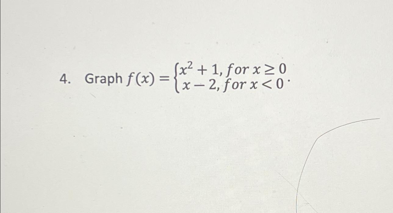 Solved Graph f(x)={x2+1, for x≥0x-2, for x