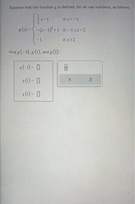 Suppose that the function g is defined, for all real | Chegg.com