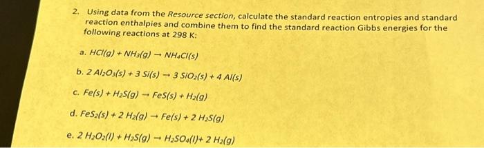 2. Using data from the Resource section, calculate | Chegg.com