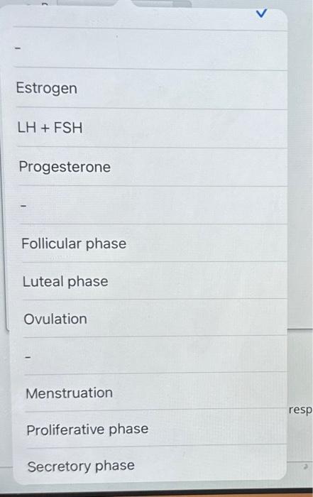 Solved Match the following:Estrogen LH+FSH Progesterone | Chegg.com