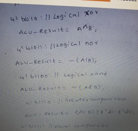 Il Venilog Project Verilog Code For Alu Module Alu 