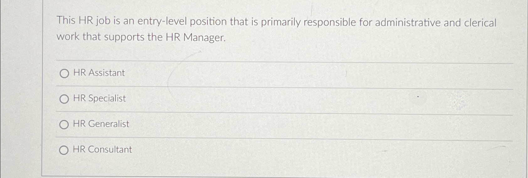 Solved This HR job is an entry-level position that is | Chegg.com