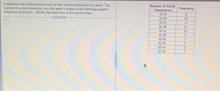 Solved A professor tud students keep track of their social | Chegg.com
