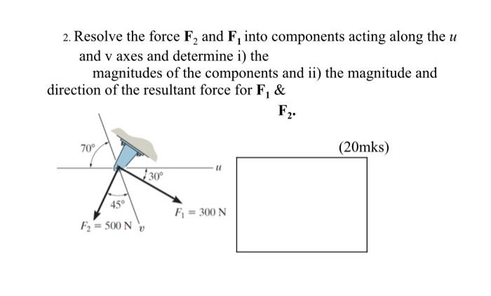 Solved 2. Resolve the force F2 and F, into components acting | Chegg.com
