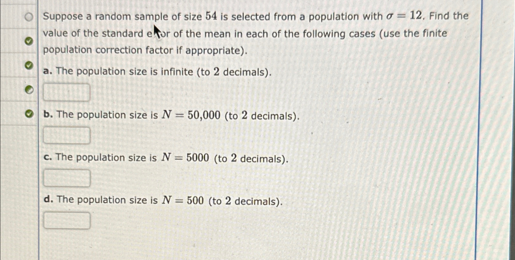 Solved Suppose a random sample of size 54 ﻿is selected from | Chegg.com