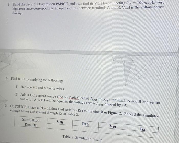 Solved 1. Build the circuit in Figure 2 on PSPICE, and then | Chegg.com