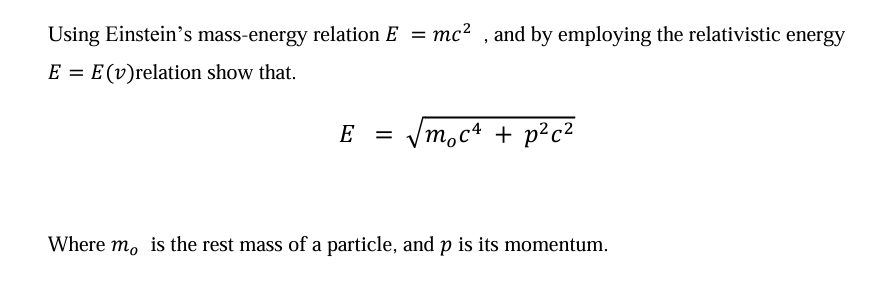 Solved Using Einstein's mass-energy relation E=mc2, ﻿and by | Chegg.com