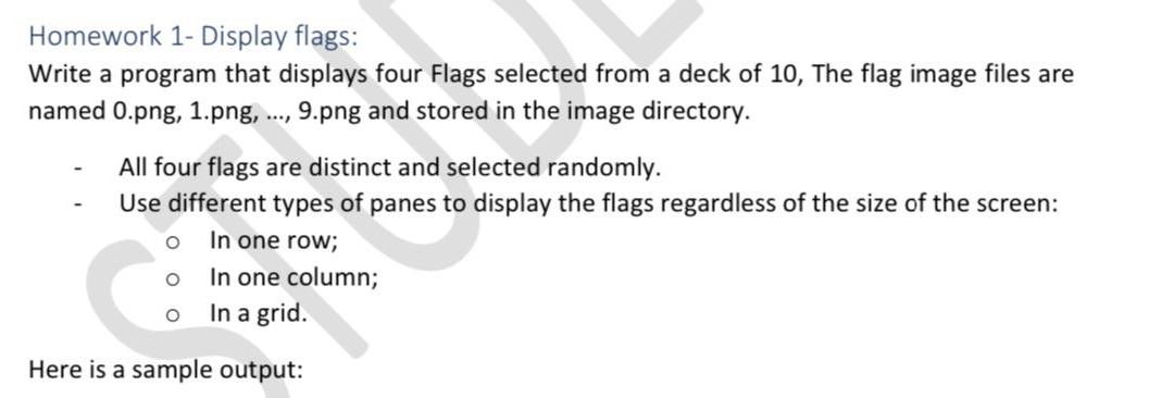 Solved Homework 1- Display flags: Write a program that | Chegg.com