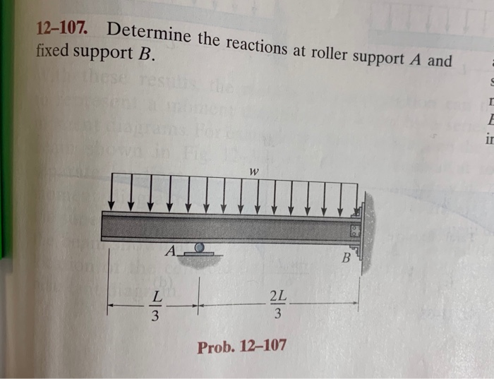 Solved 12 107 Determine The Reactions At Roller Support A