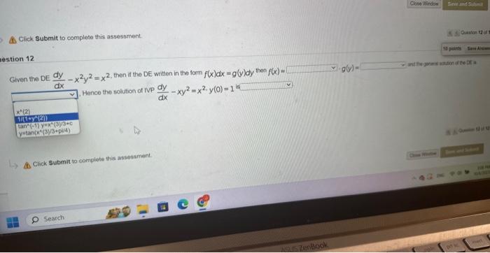 Solved Given the DE dxdy−x2y2=x2, then t the DE wreen h the | Chegg.com