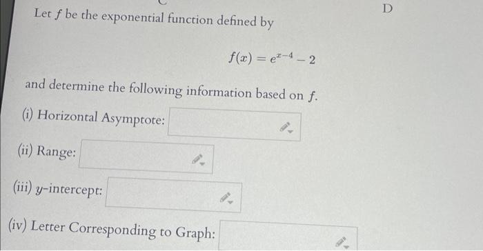 Solved Let f be the exponential function defined by | Chegg.com
