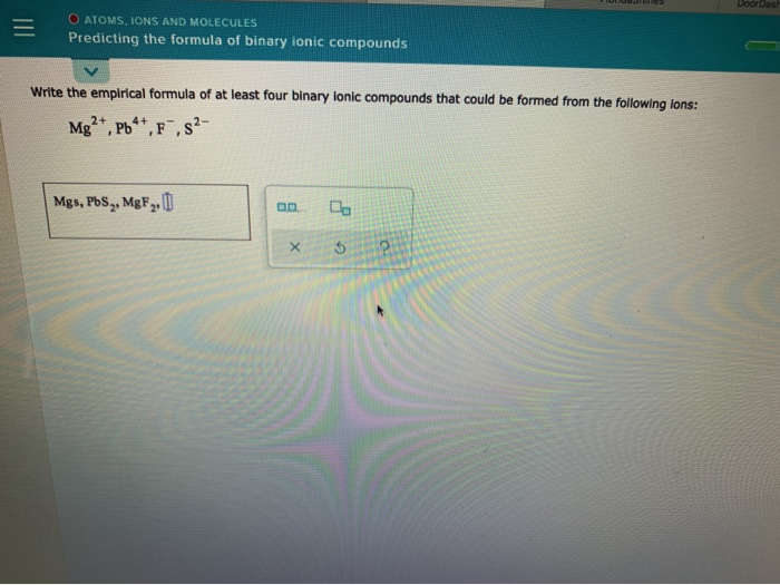 Solved Voorbash O ATOMS, IONS AND MOLECULES Predicting the | Chegg.com