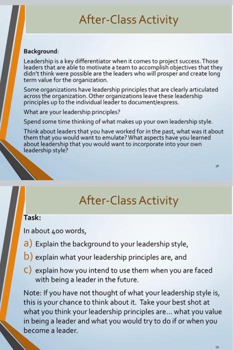 Solved After-Class Activity Background: Leadership is a key | Chegg.com