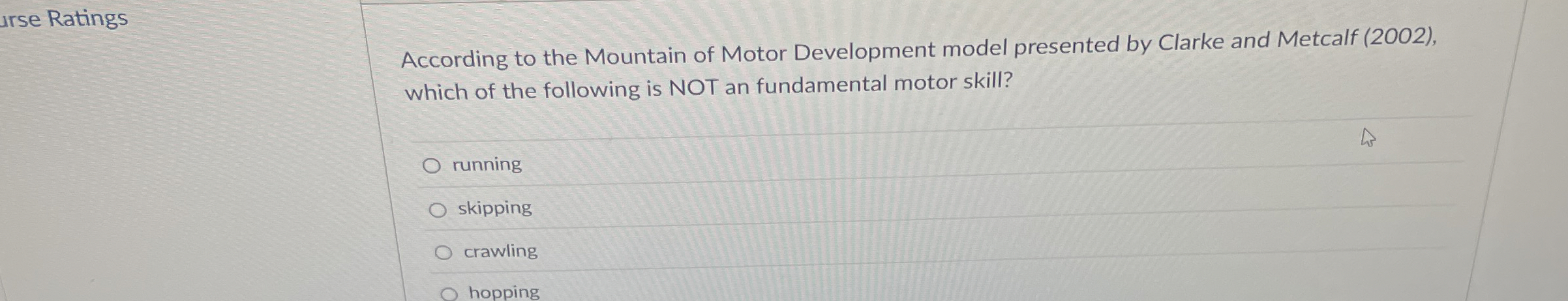 Solved According to the Mountain of Motor Development model | Chegg.com