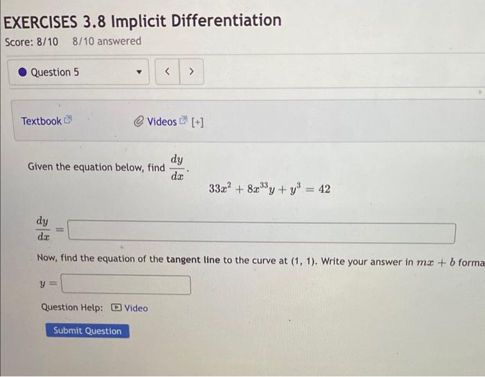 Solved EXERCISES 3.8 Implicit Differentiation Score: | Chegg.com