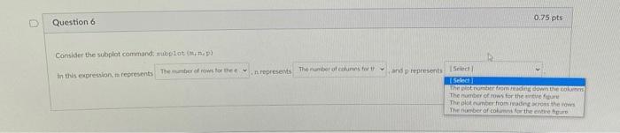 Solved 0.75 pts Question 6 Consider the subplot | Chegg.com