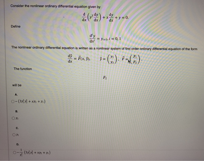 Solved Consider the nonlinear ordinary differential equation | Chegg.com