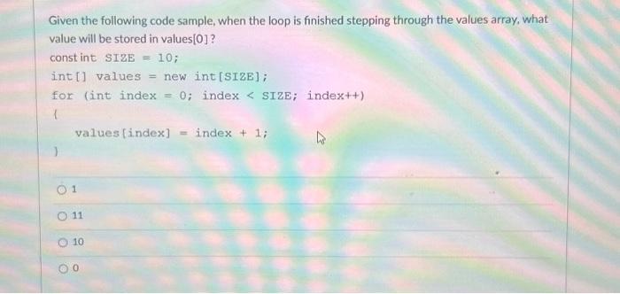 Solved Given the following code sample, when the loop is | Chegg.com