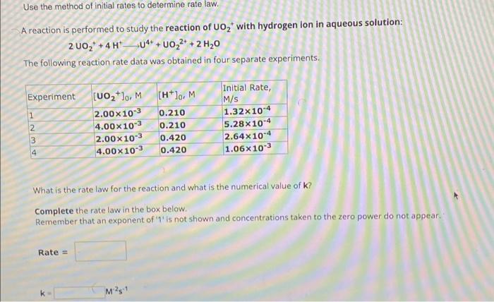 Solved Use The Method Of Initial Rates To Determine Rate