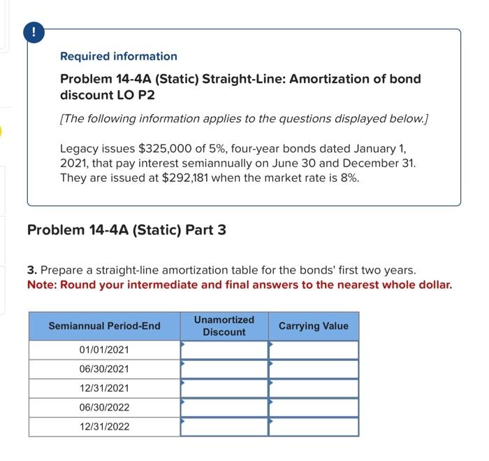 Solved Required information Problem 14-4A (Static) | Chegg.com