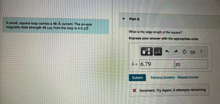 Solved A small, square loop carrios a 48 A current. The | Chegg.com