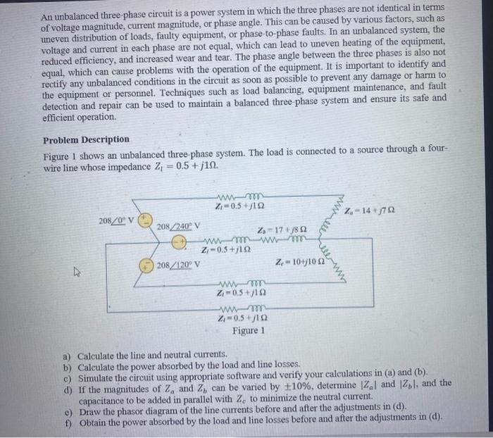 Solved An unbalanced three phase circuit is a power system | Chegg.com