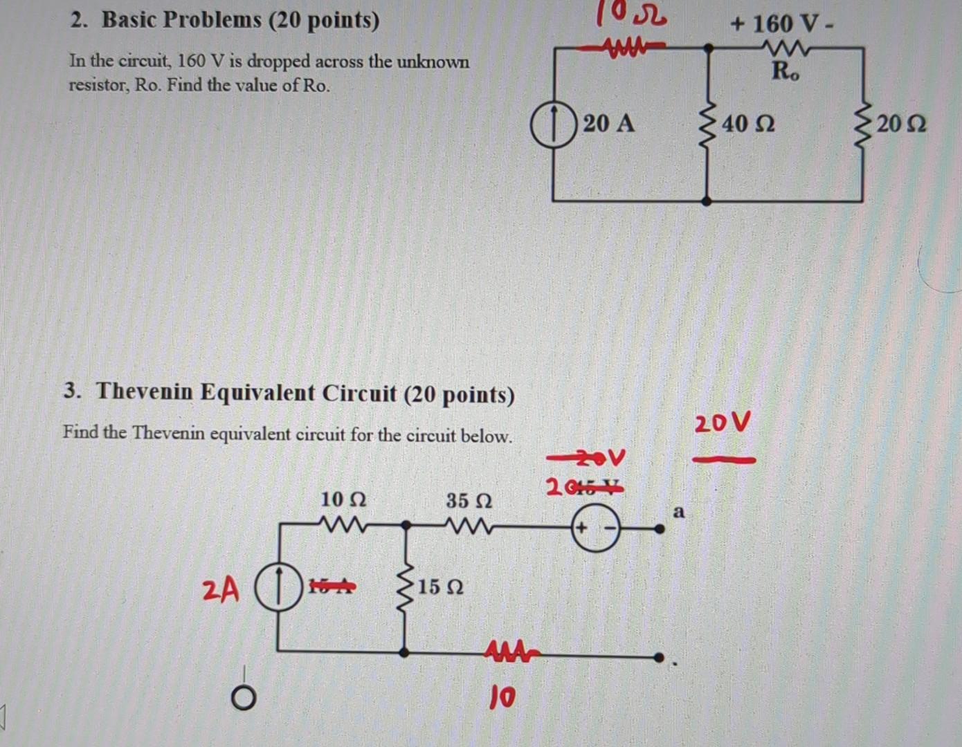 Solved 2. Basic Problems ( 20 points) In the circuit, 160 V | Chegg.com
