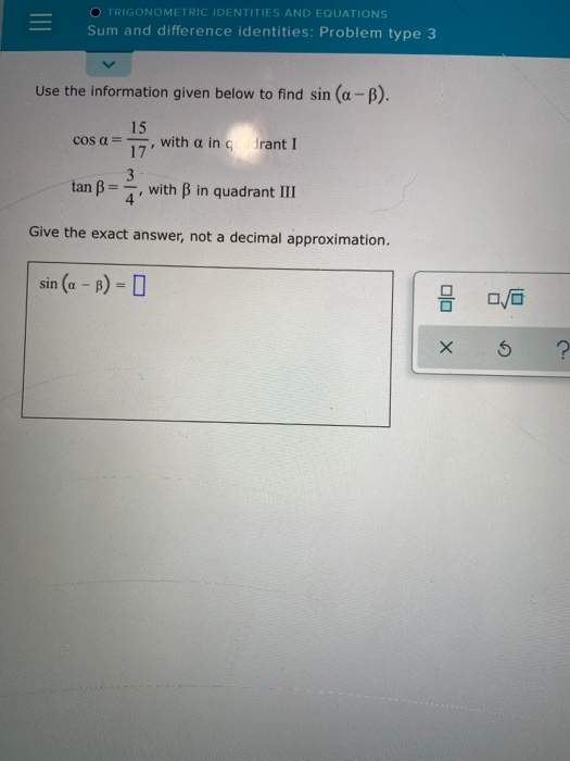 Solved use the information given below to find sin (a-b) cos | Chegg.com