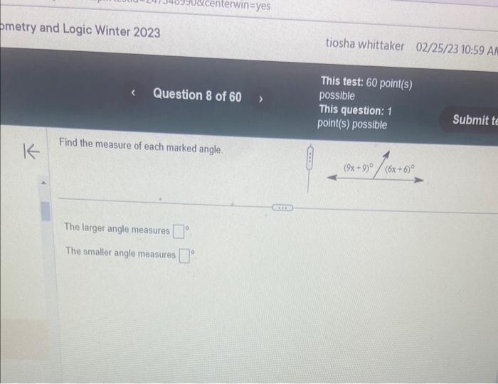 Solved Find the measure of each marked angle The larger | Chegg.com