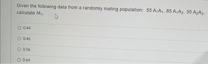 Solved Given the following data from a randomly mating | Chegg.com