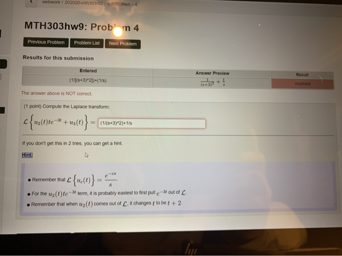 Solved webwork / 202020-mth303-02 / mh303hwo / 4 MTH303hw9: | Chegg.com