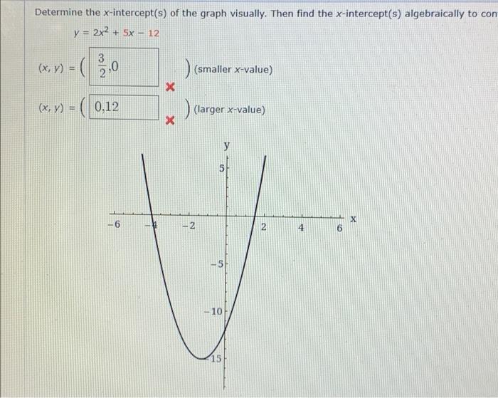 Solved Determine the x-intercept(s) of the graph visually. | Chegg.com