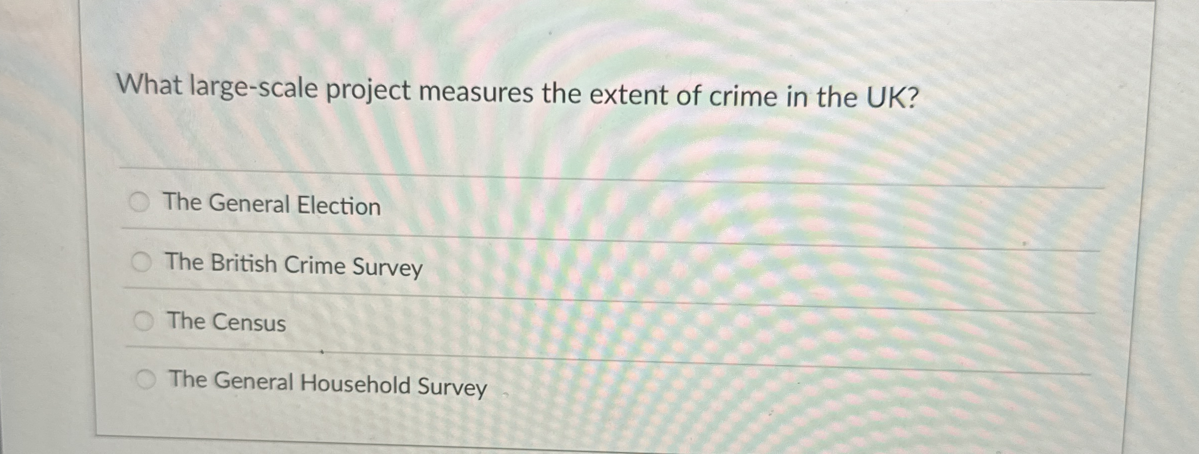 Solved What large-scale project measures the extent of crime | Chegg.com