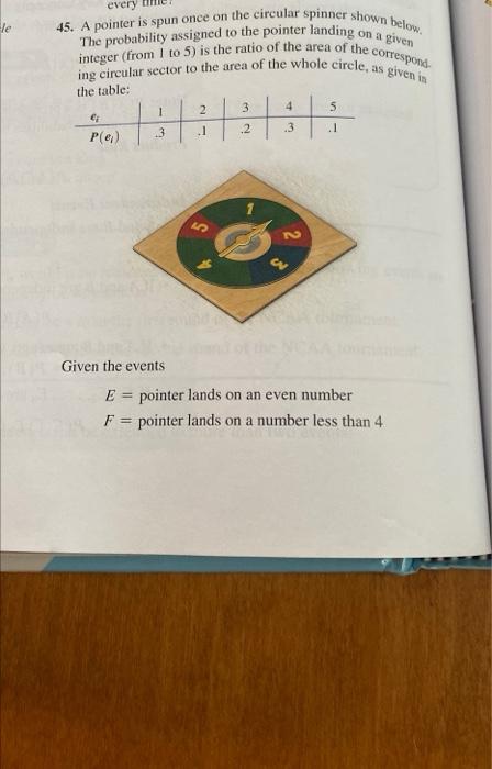 Solved He every 45. A pointer is spun once on the circular | Chegg.com