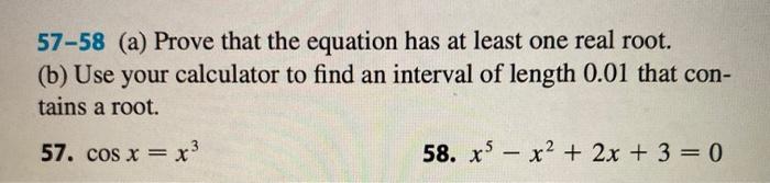 Solved 57-58 (a) Prove that the equation has at least one | Chegg.com