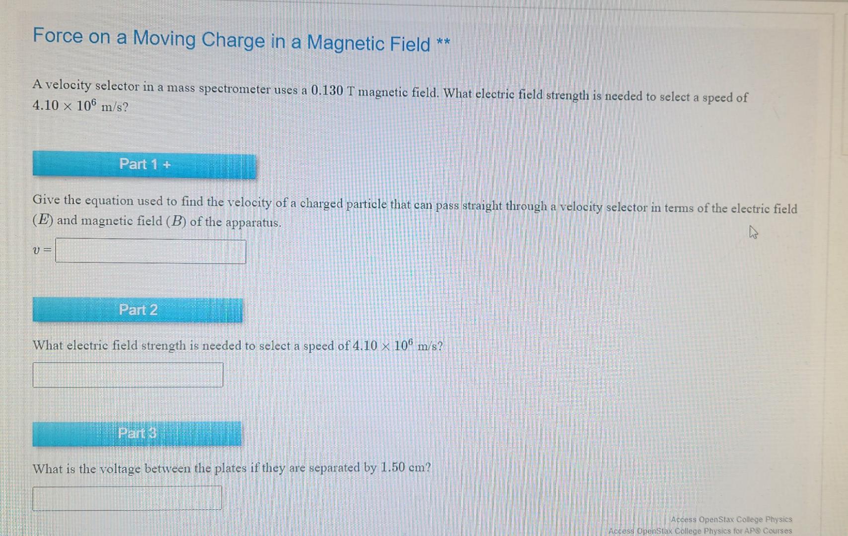 Solved A velocity selector in a mass spectrometer uses a | Chegg.com