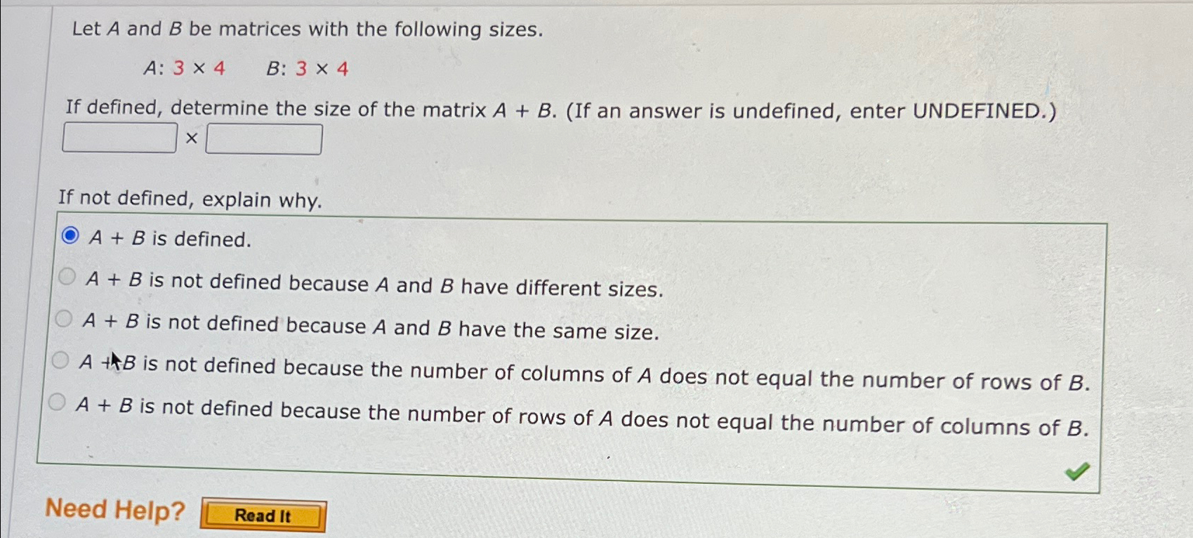 Solved Let A and B ﻿be matrices with the following sizes. | Chegg.com