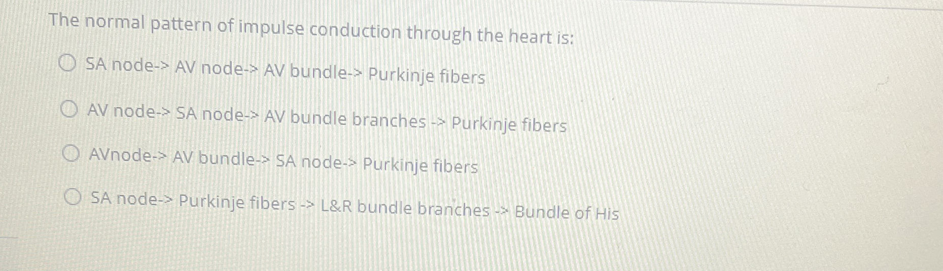 Solved The normal pattern of impulse conduction through the | Chegg.com