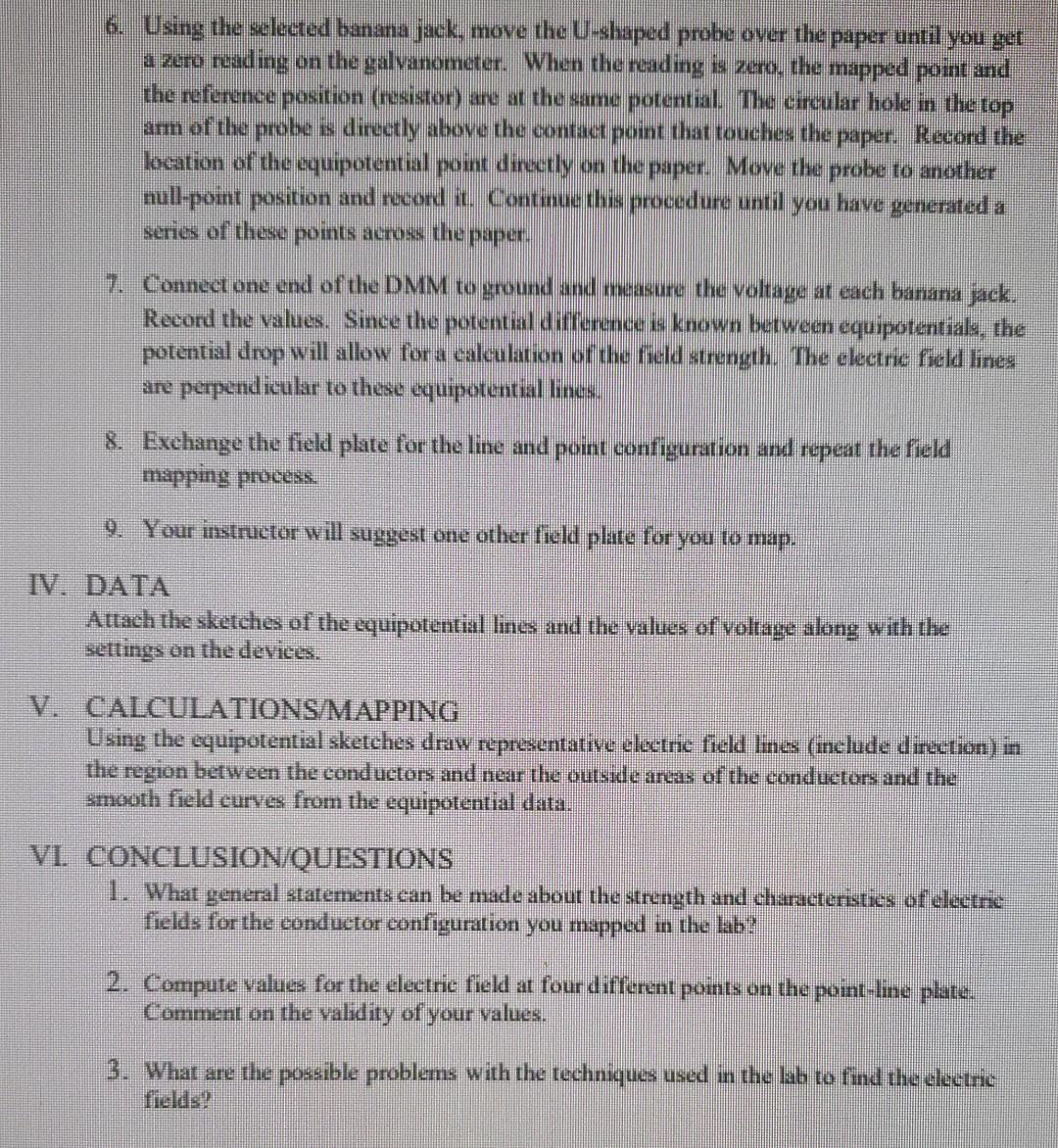 Solved IV. EXPERIMENTAL PROCEDURE Galvanometer w 1. Turn the | Chegg.com