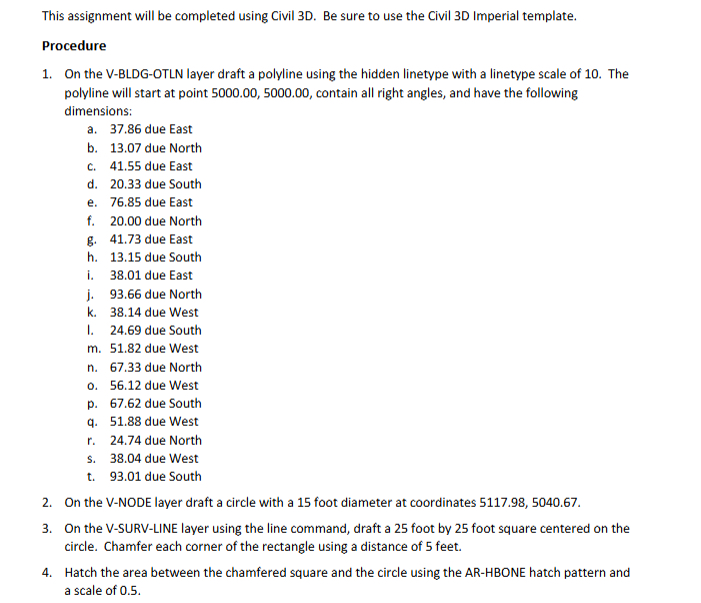 Solved This assignment will be completed using Civil 3D. ﻿Be | Chegg.com