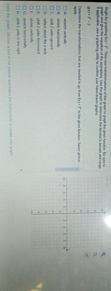 Solved Begin by graphing f(x) = 3* Then use transformations | Chegg.com